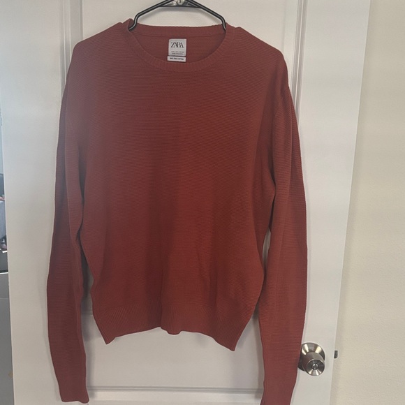 Zara | Shirts | Zara Mens Rust Crew Neck Sweater | Poshmark
